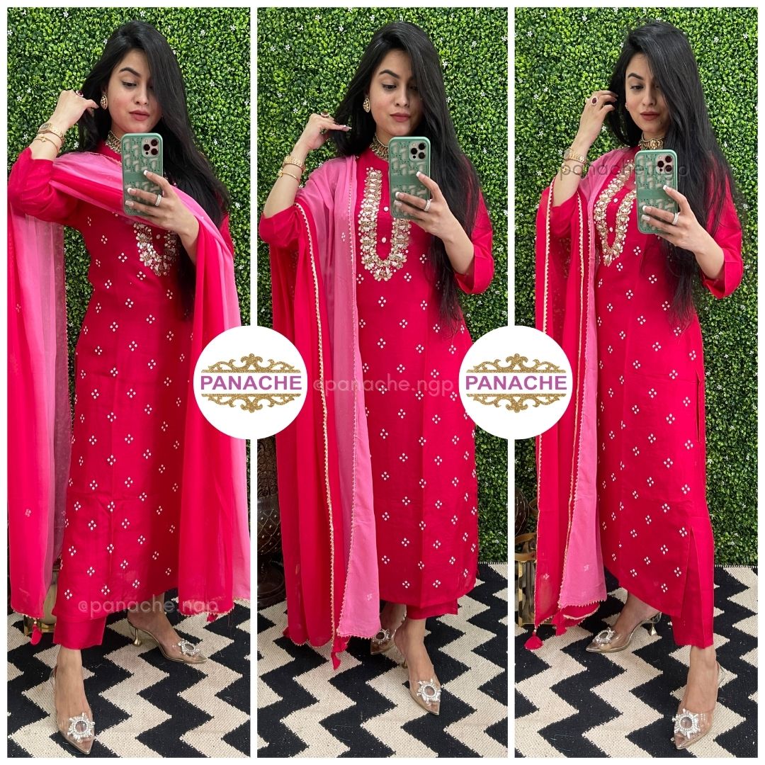 Fully embroidered Bright Shade in silk sets – panachengp